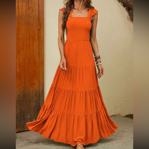 Dresses | Bobo Ruffle Hem Backless Maxi Dress | Poshmark